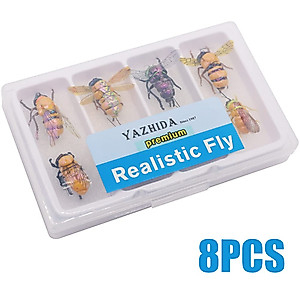 YZD Realistic Fly Fishing Dry Wet Nymph Trout Flies Topwater Lures for Freshwater Saltwater High Simulation Hand Tie Lure Kits 8 pcs