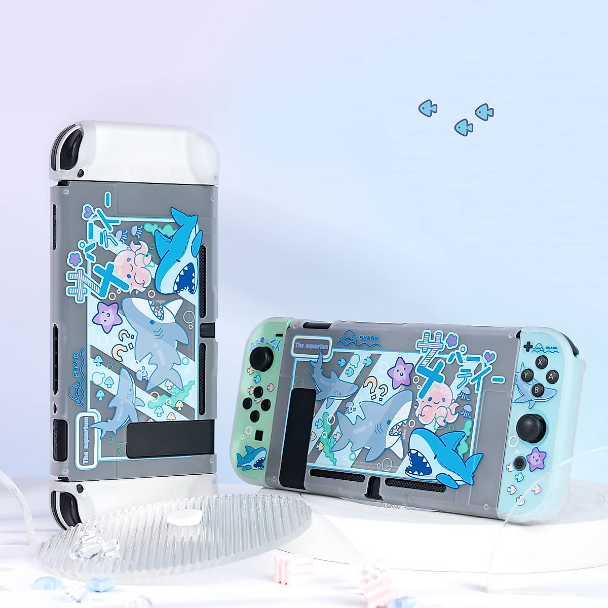 GeekShare Matte Protective Case Slim Cover Case Compatible with Nintendo Switch Only - Shock-Absorption and Anti-Scratch - Shark Party