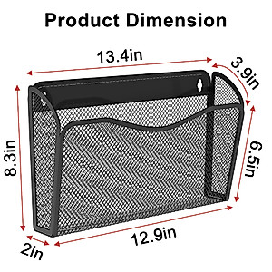 BOHDK Wall File Organizer, Mesh Hanging File Organizer, Home Office Organization and Storage, 6 Single Pockets Document Magazine Rack