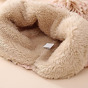 Baby Winter Beanies Cold Weather Hats Knitted Wool Pompom Hat Ear Flap Fleece Lined Beanie Hat for Newborn Baby 0-24M