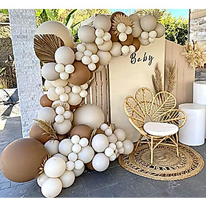 18Inch Boho Brown Neutral Nude Tan Teddy Bear Balloons Balloon Garland Kit, Jungle Safari Boho Teddy Bear Birthday Baby Shower Wedding Theme Party Decorations Supplies for Boy Girl