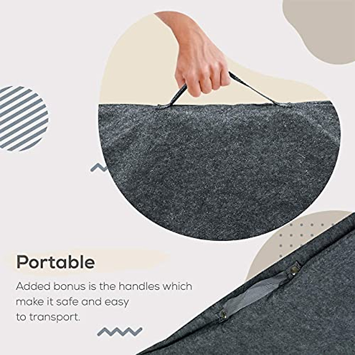 Dining Table Leaf Storage Bag Ultra Soft and Thick Premium Quality Felt Secure 36 x 61"