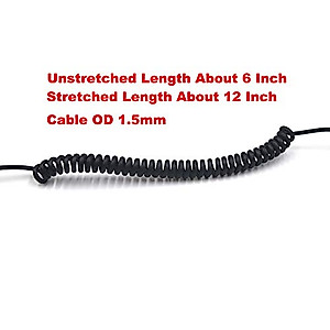 kework 3.5mm Audio Cable - 2-Pack 30cm Mini Coiled 3.5mm Headphone Cable, 90 Degree 1/8" 3.5mm TRS Jack Male to Male Stereo Audio Aux Coiled Cord (AM-AM)