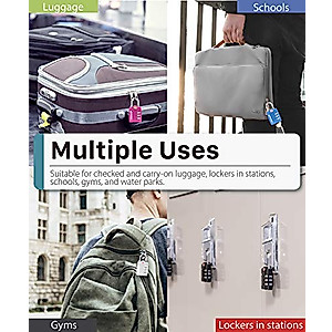 Fosmon TSA Accepted Luggage Locks, (4 Pack) Open Alert Indicator 3 Digit Combination Padlock Codes with Alloy Body for Travel Bag, Suit Case, Lockers, Gym, Bike Locks - Black, Blue, Pink, and Silver