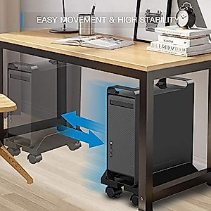 CPU Holder Stand, Mobile Computer Tower Stand with Wheels, Computer Mainframe Bracket, Adjustable PC Holder Cart