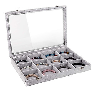 Emibele Clear Lid 12 Grids Bracelet Storage Box and Heat Initial Bracelets Bundle