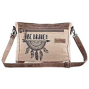 SIXTEASE Womens Shoulder Bag Vintage Style Shoulder Bags for Women - Made with Genuine Leather, Upcycled Canvas, or Hair On - Handmade, Adjustable Strap, Brass and Zinc Hardware - Be Brave