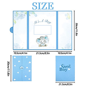 Crenics Elephant Baby Shower Decorations, Cute Baby Shower Signature Board with Picture, Elephant Baby Shower Guest Book Alternatives 18" x 12", Creative Baby Shower Keepsake for Baby Boys
