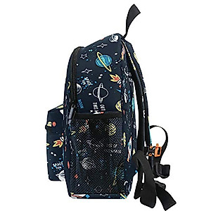 Wamika Space Rocket Universe Galaxy Backpack for Kids Girls Boys Sun Moon Bookbag Daypack with Chest Strap Mini Elementary School Bags Water Resistant Durable for School Student
