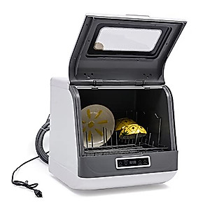 Compact Countertop Dishwasher with Washing 4 Programs, Air-dry Dishes, Build-in LED for Aparments, Dorms and RVs (White)