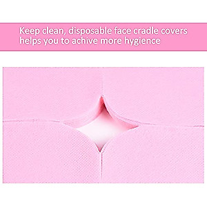 OKEKON Disposable Face Cradle Covers – Ultra Soft Non-Sticking Massage Face Covers/Headrest Covers for Massage Tables & Massage Chairs Spa Salon Massage Headrest Cover Pink, 100 PCS