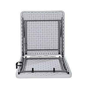 EDEBIBY 4FT 122cz Folding Table Portable Heavy Duty Plastic Fold-in-Half Utility Foldable Table white