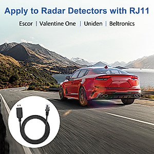 QaMcbulc Radar Detector Power Cable, USB to RJ11 DC3.5 Cable,Replacement Radar Detectors Power Cable,for Escort Unide Radenso XP Beltronics Cob'r'a Whistler Radar Detector (RJ11-3.3FT)