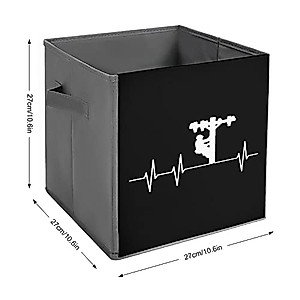 Heartbeat Lineman Large Cubes Storage Bins Collapsible Canvas Storage Box Closet Organizers for Shelves