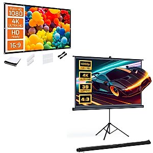HYZ Projector Screen 120 inch 4K HD with Wrinkle-Free Design & 120 inch Portable Indoor Outdoor Projection Screen 16:9 4K HD Wrinkle-Free Foldable Movie Screen