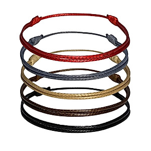 Luck Strings Adjustable Wax Nylon Cord Bracelet for Men Women Adult - Leather imitation string Unisex Waterproof Boy Girl Friendship Gift (Red, one size)