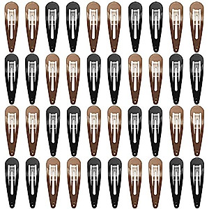 Women Hair Clips, Funtopia 40 Pcs 7cm / 2.8 Inch Long No Slip Metal Hair Clips Large Snap Hair Clips Barrettes Hairpins for Thick Hair (Brown, Black)