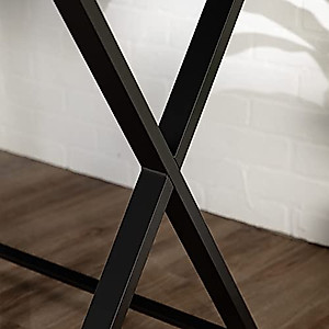 Walker Edison Wright Modern X Leg Glass Top Corner Gaming Desk, 51 Inch, Black