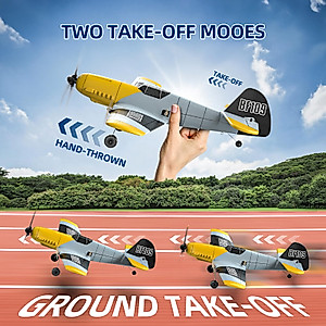 DEERC RC Plane 3 Channel BF-109 Remote Control Airplane Fighter Toys,2.4GHz 6-axis Gyro Stabilizer RTF Glider Aircraft Plane with 2 Batteries,Easy to Fly for Adults Kids Beginners Boys