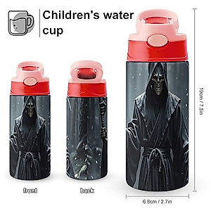 Stainless Steel Water Bottles Grim Reaper Travel Water Cups with Handle And Silicone Straw Drinking Cup with Leak Proof Lid Thermo Travel Mug for Women Men