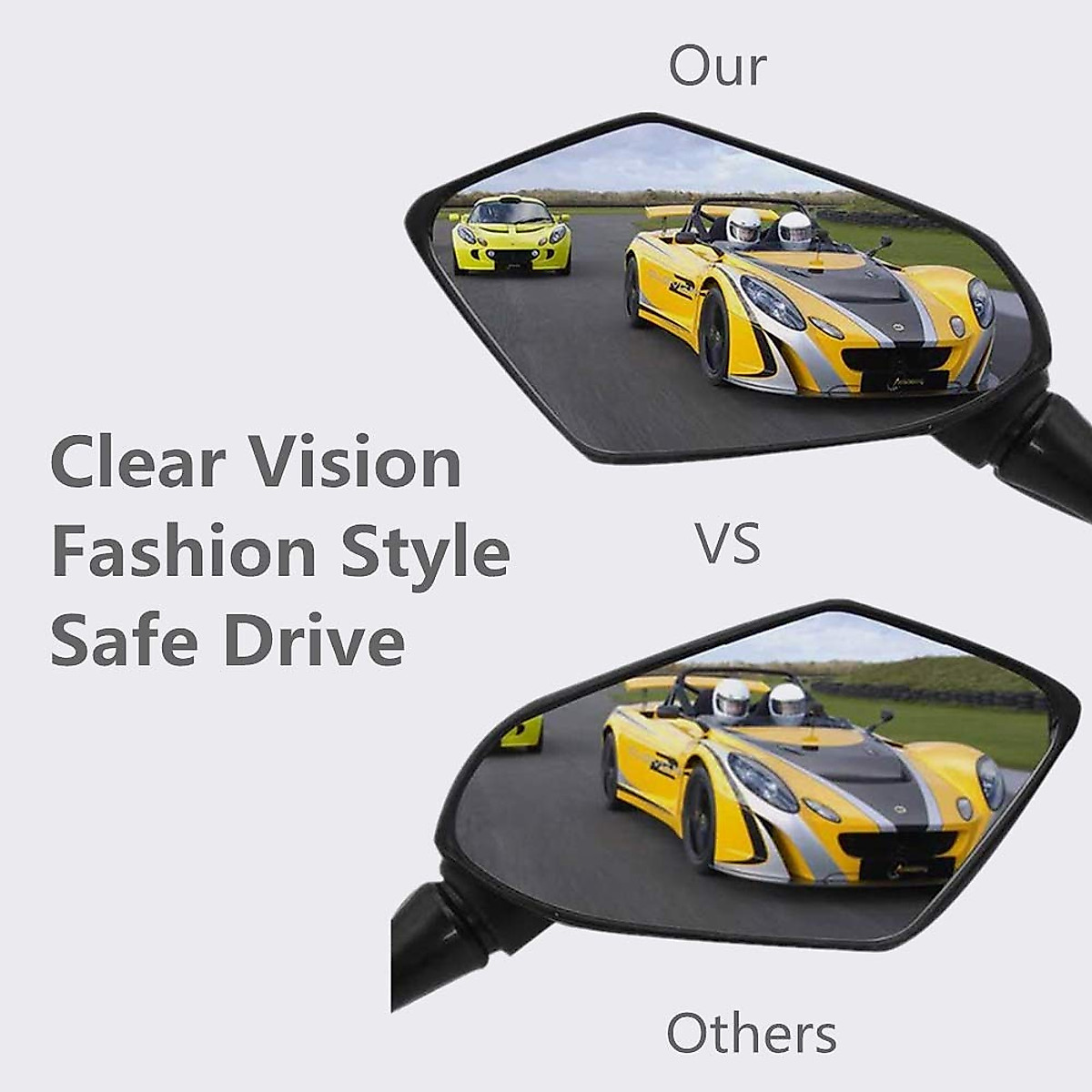 【2024 Upgraded】Motorcycle Convex Rear View Mirror, Mirrors For Bike,motorcycle,atv,scooter, with M8 M10 Threaded Bolt, with 7/8" Handle Bar Mount Clamp Compatible with Cruiser, Suzuki, Honda,Victory