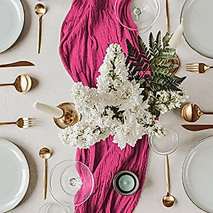 Gauze Table Runner Hot Pink 10Ft Cheesecloth Table Runners Rustic Wedding Decorations for Table Farmhouse Kitchen Table Runner Wide Coffee Table Runner Cheese Clothes Table Runner for Bridal Shower