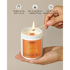 AOOVOO Spiced Pumpkin Candle - Pumpkin Candle, Wood Wick Candles, Fall Candles, Scented Candles, Scented Candles, Soy Candle, 9oz