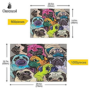Oarencol Colorful Pug Jigsaw Puzzle Funny Animal Dog 1000 Pieces Puzzles for Adults Kids DIY Gifts