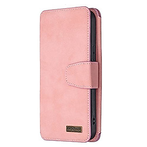 Fansipro Zipper Wallet Folio Case for SAMSUNG Galaxy A40, Premium PU Leather Slim Fit Cover for Galaxy A40, 4 Card Slots, 1 Transparent Photo Frame Slot, Anti-Scratch, Pink
