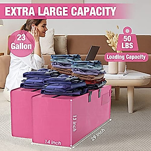WORKPRO 6 Pack Extra Large Moving Bags with Zippers & Carrying Handles Backpack Straps, Heavy-Duty Storage Tote for Space Saving Moving Storage - Pink
