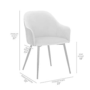 Armen Living Pixie Fabric Dining Room Chair with Black Metal Legs, 18" Seat Height, Teal