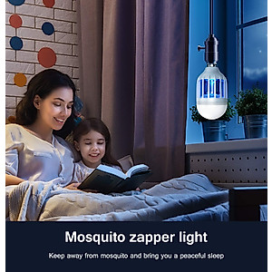 Bug Zapper Light Bulb, 2 in 1 Mosquitoes Killer Lamp Led Electronic Insect & Fly Killer, Porch Light for Entryway, Doorway, Corridor, Balcony and Patio (White)