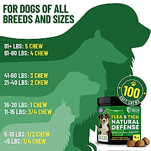 Flea and Tick for Dogs Chewable Pills - No Harsh Chemicals - 100 Chicken Flavored Treats - Guardian's Choice Pets Brand - Tasty Chews Dogs Love - Flea Pills for Dogs
