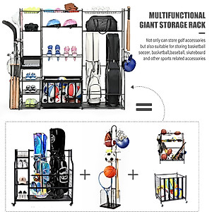 6.3FT Golf Bag Storage Garage Organizer,2 Golf Bag Storage Racks and Other Sports Equipment Organizer, Extra Large Storage Rack for Garage,Holds Golf Clubs,Balls and Miscellaneous Items