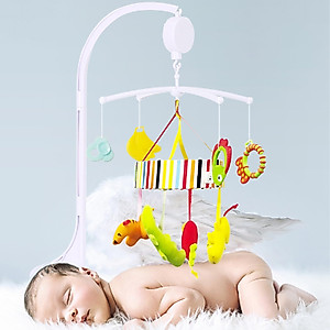 26inch White Baby Crib Mobile Music Box Bed Bell Toy Holder Arm Bracket Nut Screw Music Box Holder Set Parts for Baby Bed Perambulator (Without Dolls)