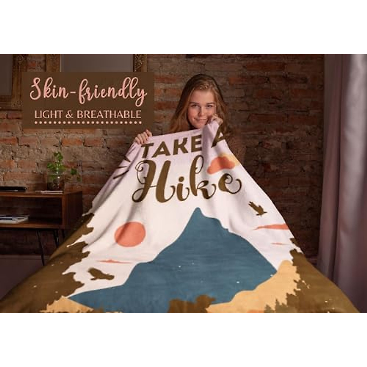 Cool Hiking Gifts for Women, Men, Couples, Throw Blanket for Hikers for Christmas, Birthday - 50" x 65" Take a Hike