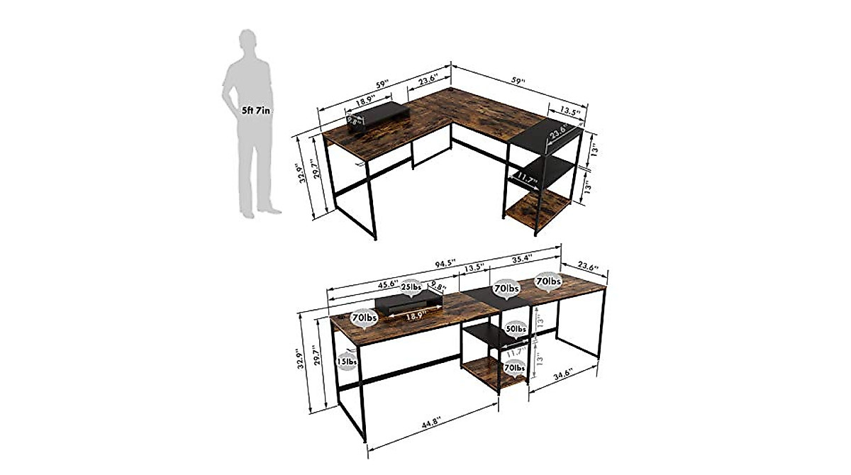 L-Shaped Home Office Desk - Modern & Versatile Design