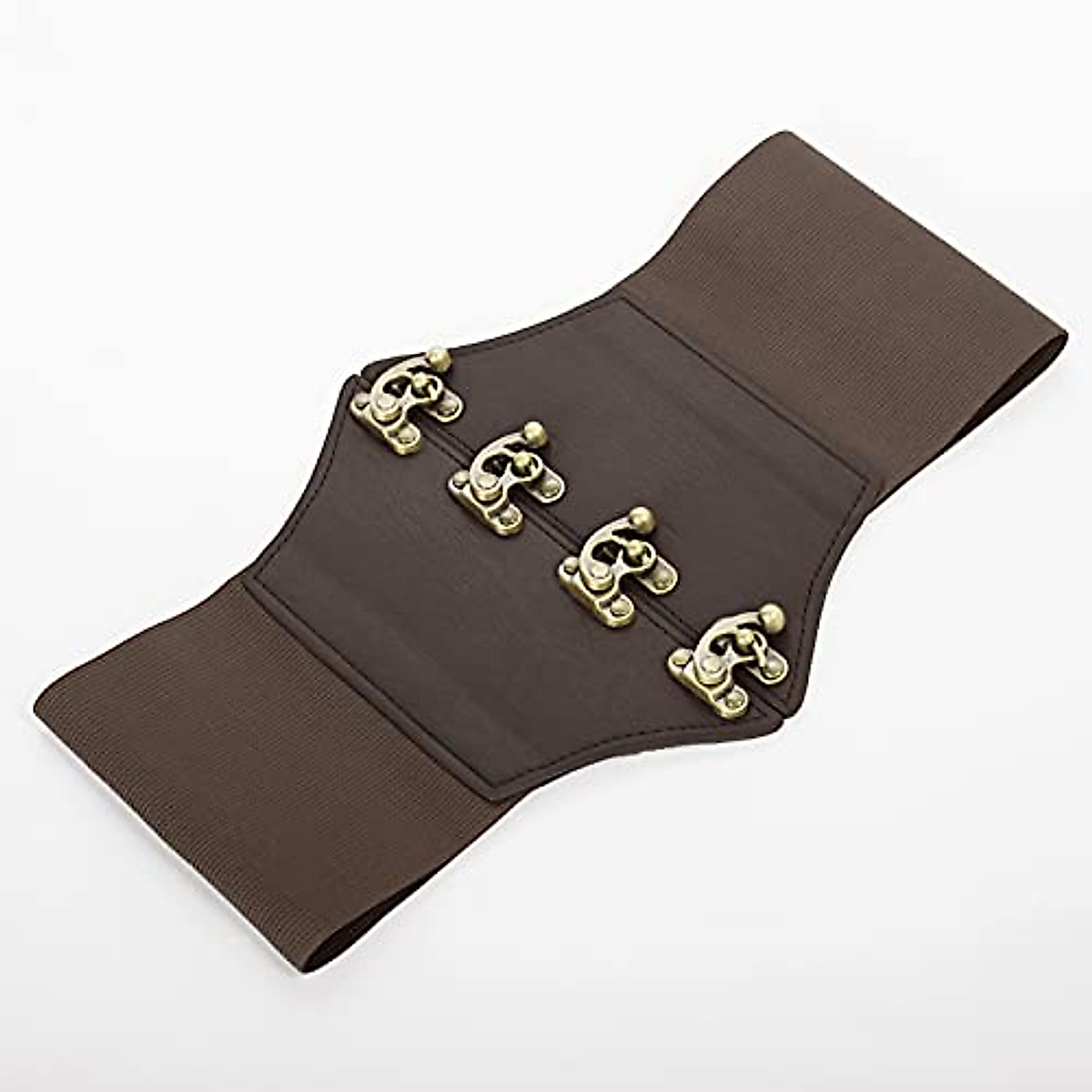 Scarlet Darkness Corset Belt for Women Steampunk Goth Pirate Buckles Wide Waist Cincher Brown XL