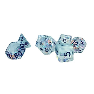 TRHOH RPG and D&D Resin Dice Set for Cold Damage - Chiseled from Fairy Death Ice