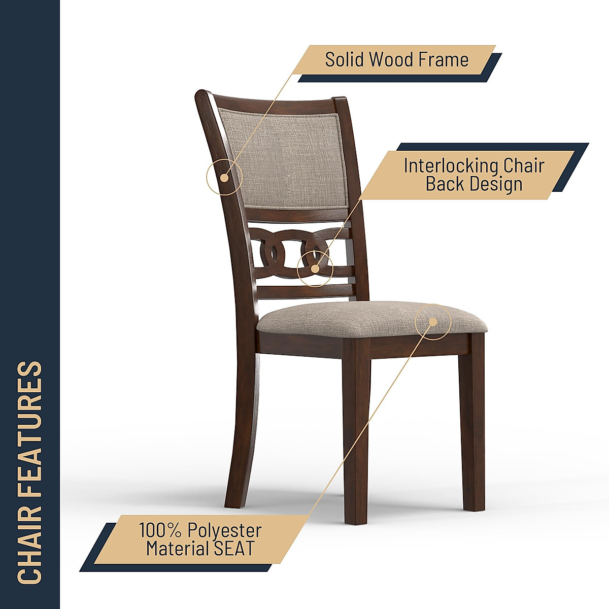 New Classic Furniture Gia 5-Piece Round Dining Set with 1 Dining Table and 4 Chairs, 47-Inch, Cherry