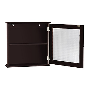 Elegant Home Fashions Chesterfield Removable Wooden Medicine Cabinet with Waffle Glass Door, Espresso