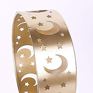 PTYQU Eid Mubarak Golden Metal Tray Decorations Cookies Storage Ramadan Ornament Party Festival Table Decor-Double-Layer Assembly