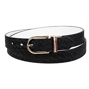 Tommy Hilfiger Women's Two-in-One Reversible Casual Belt for Jeans, Trousers and Dresses, White/Black, Medium