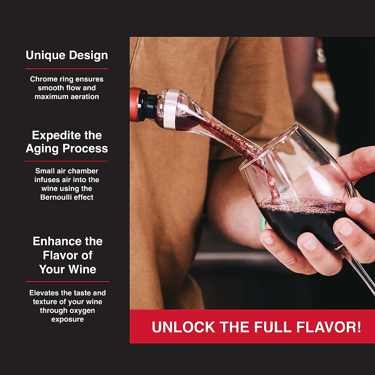 AirVi Wine Aerator and Professional Pourer, Premium Wine Decanter Spout and Red Wine Enhancer, Ideal Gifts for Wine Accessories, Enhances Taste and Texture, Fits Standard Wine Bottles