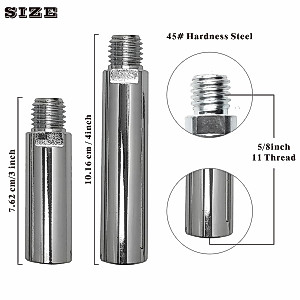 5/8"-11 Angle Grinder Extension Shaft Set Connecting Rotary Rod with Adjustable Angle Grinder Pin Wrench Lock-Nut Spanner and Flange Nut kit Compatible with Bosch Dewalt Makita etc(3" & 4" & 5.5")