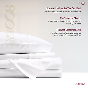 Mayfair Linen 800 TC Egyptian Cotton Sheets - 4 Piece White Color Full Size Cooling Sheet for Hot Sleepers, Soft, Breathable Bed Sheet Set, Luxury Hotel Sheets, Fits Mattress Upto 18'' DEEP Pocket