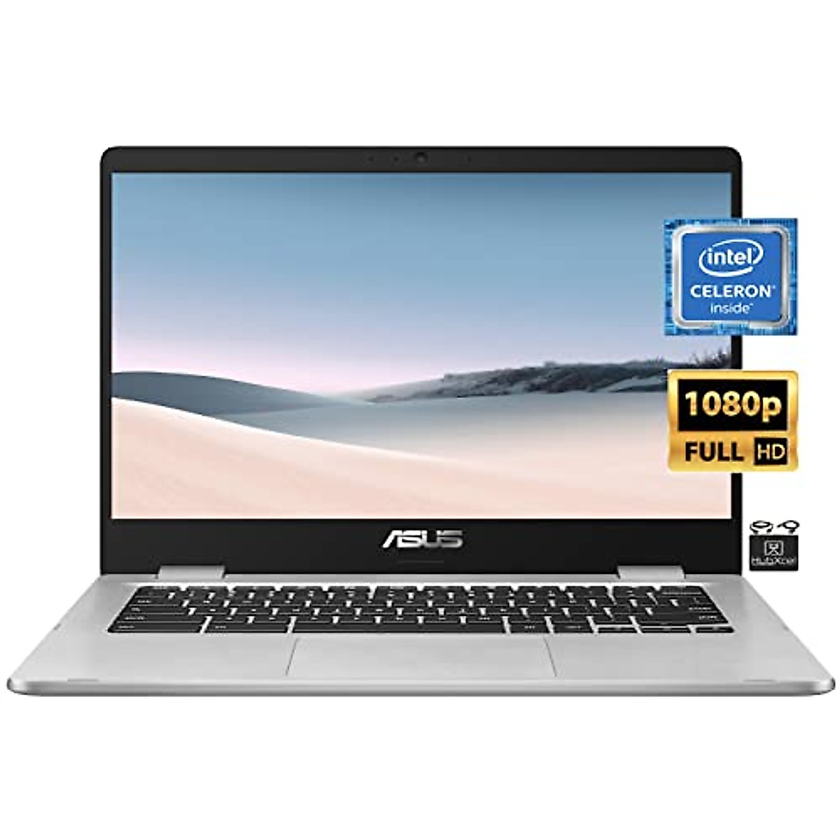 2022 Premium ASUS Thin Light Chromebook Laptop, 14" FHD Nano-Edge Display, Intel Celeron N3350 (Upto 2.4GHz), 4GB RAM, 32GB eMMC,Webcam, WiFi, Bluetooth, Long Hour Battery, Chrome OS +HubxcelAccessory