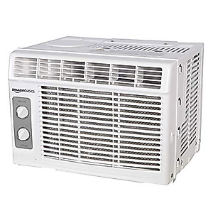 Amazon Basics Window Mounted Air Conditioner with Mechanical Control Cools 150 Square Feet, 5000 BTU, AC Unit, White