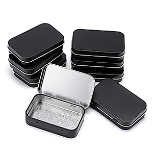 BTSKY 8 Pack Metal Hinged Tins Box Containers Small Metal Tins with Lids Metal Box Tin Cans Mini Bead Organizer for Craft Storage Jewelry Candy Black