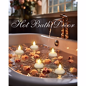Homemory 12 Pack 200 Hours Flameless Floating Candles, Warm White Led Flickering Tealight Candles in Bulk, Decor for Wedding, Party, Centerpiece, Pool, Christmas